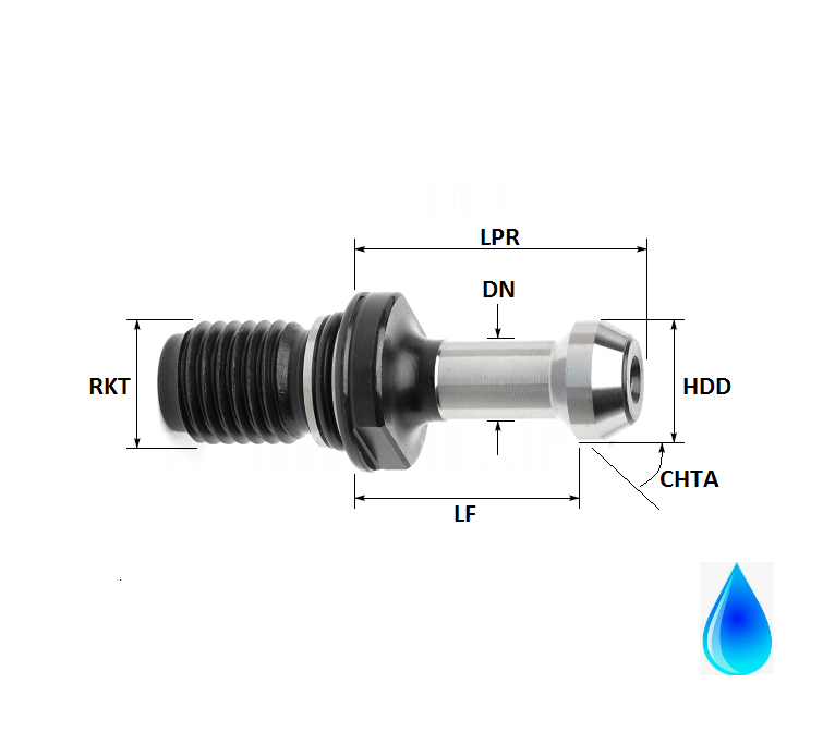 BT30 60Degree M12 Thread Hollow Through Coolant Pull Stud (with O-Ring) - engineeringsupplies.co.uk